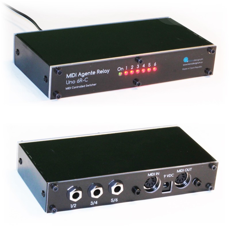 Simple MIDI switcher with six relays on 3 connectors in pairs for ENGL